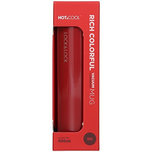 LOCK & LOCK Colorful Stainless Steel Vacuum Insulated Thermal Travel Mug 13.5oz Red, 13.5 oz