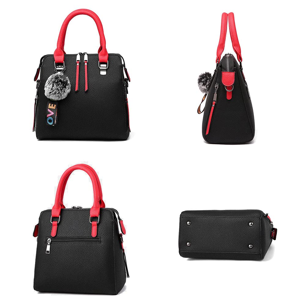 YAQUNICER Small Top-Handle Handbags Hobo Clutch Satchel for Women Purse Faux Leather Shoulder Crossbody Bag-Red