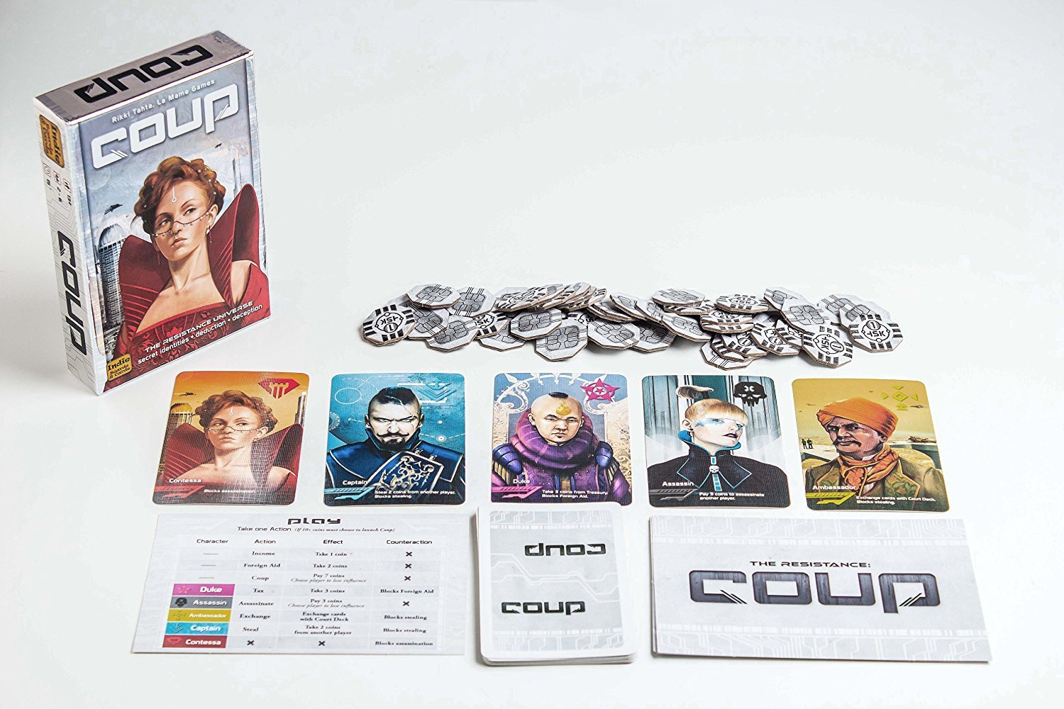 Coup Game Bundle Including Coup (The Dystopian Universe) and Coup Reformation Expansion by Indie Boards and Cards (2 Items)