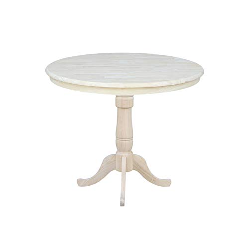 International Concepts 36-Inch Round Extension Counter Height Table with 12-Inch Leaf