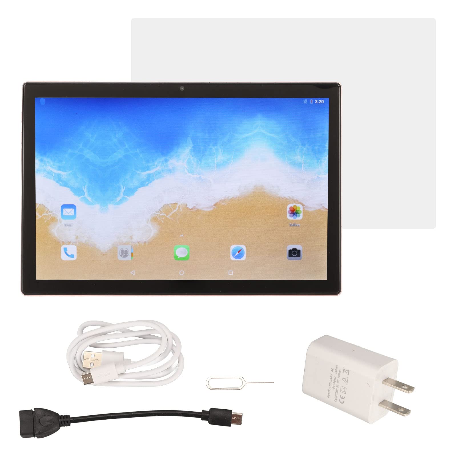 Aqur2020 10.1 Inch Tablet, 8GB RAM 128GB ROM 8MP Front 13MP Rear Dual SIM Dual Standby Tablet for Entertainment (US Plug)