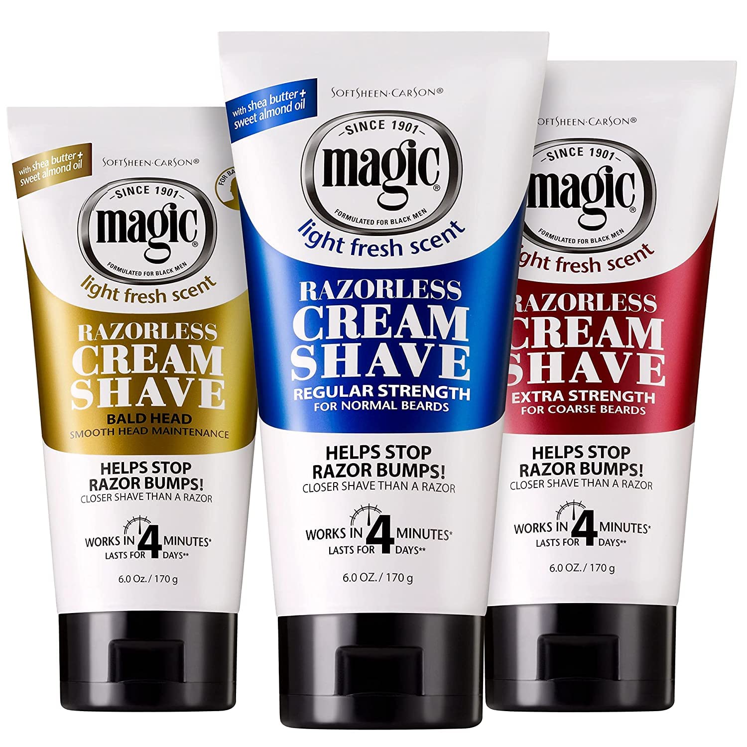 Magic Razorless Cream Shave, Bald Head Smooth Head Maintenance, Light Fresh Scent 6 oz