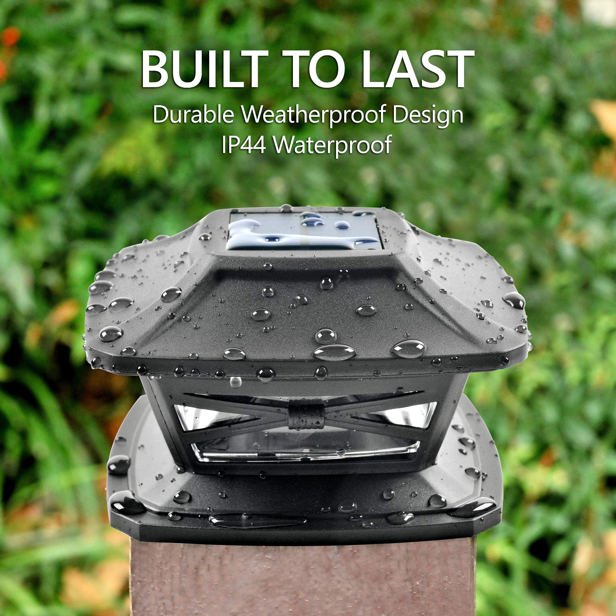 Davinci Lighting Flexfit Solar Outdoor Post Cap Lights - Includes Bases for 4x4 5x5 6x6 Wooden Posts - Bright LED Light - Slate Black (2 Pack)