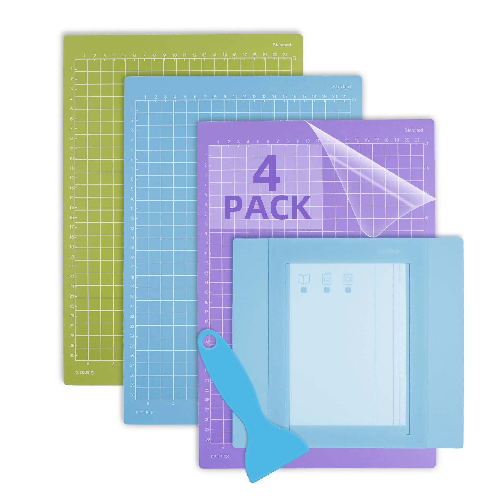 Srunffe Cutting Mats Set for Cricut Joy Xtra, 4 Pack 8.5" x 12" (StandardGrip, StrongGrip, LightGrip) and Card mat 4.75" x 6.65", Adhesive Cutting Mats/Card mat Accessories for Cricut Joy Xtra