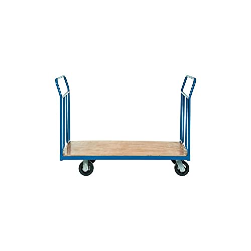 Global Industrial Wood Deck Platform Truck w/Removable Handles, 2400 Lb. Capacity, 6" Mold-On Rubber Wheels