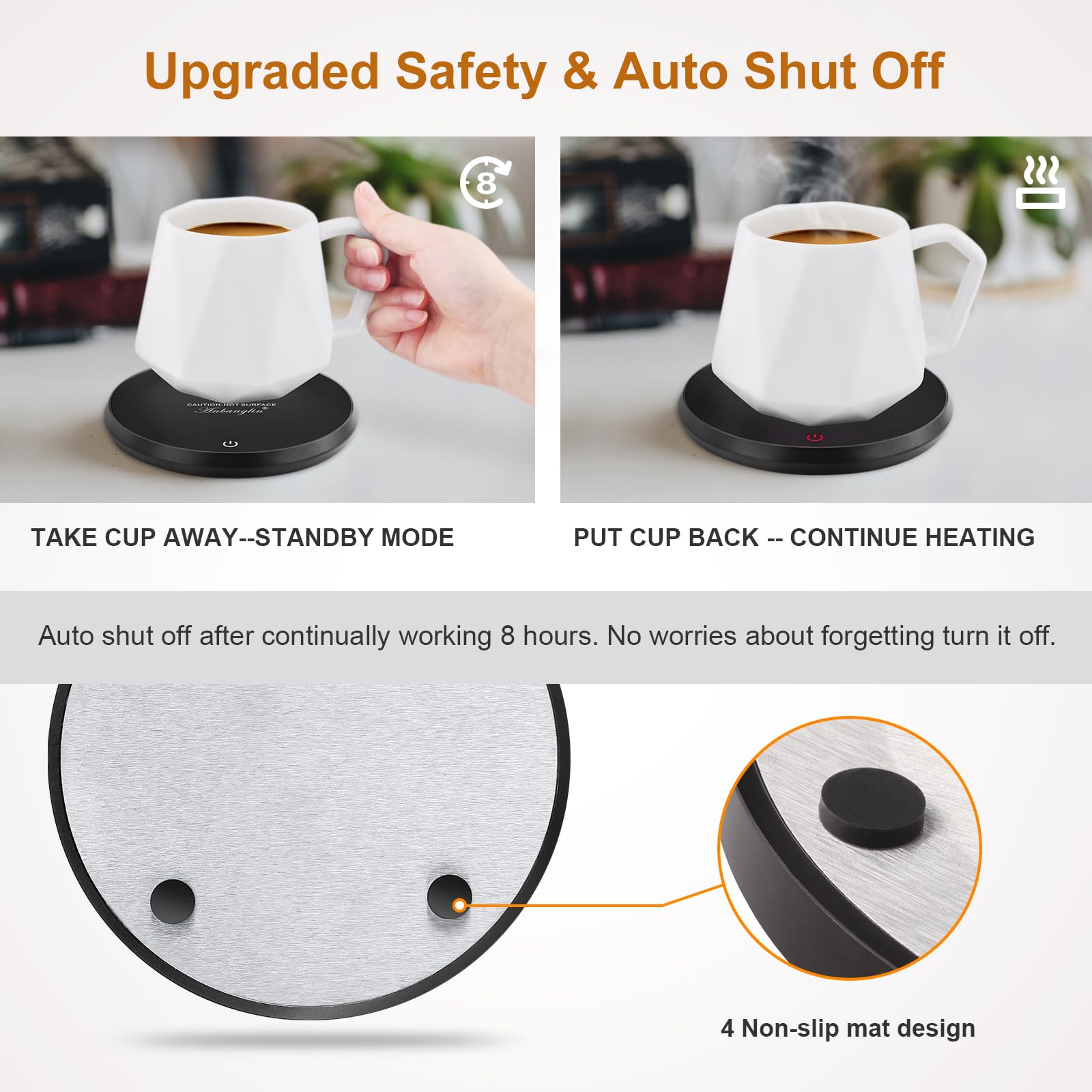 Mug Warmer for Desk,Coffee Warmer for Auto Shut Off & Smart Temperature Settings,Mug Warmer for Office Desk Use,Candle Wax Heating Plate,Cup Warmer for Tea Milk(No Cup)
