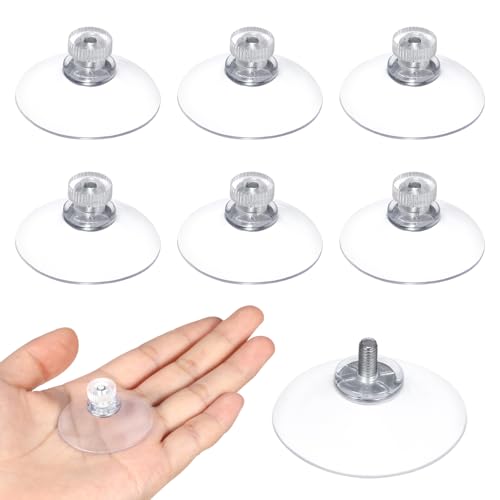 6Pcs Screw Suction Cup Glass Suction Pads 41mm Clear PVC Plastic Sucker Pads Without Hook Extra Strong Suction Power Holder Removable Vacuum Suction for Bathroom Kitchen Wall Window Glass Shower Decor