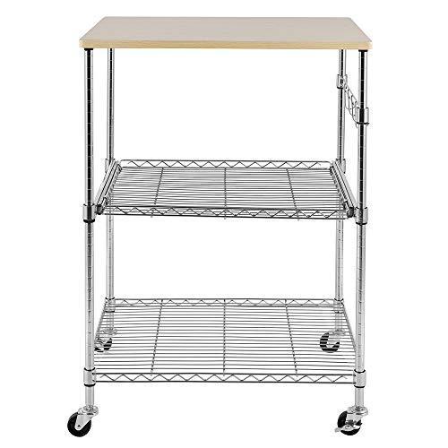 Wire Shelving Unit Adjustable Steel Wire Rack Chrome, Heavy Duty Storage Shelving Unit On 4'' Wheel Casters, Metal Organizer Wire Rack,for Garage Kitchen Living Room (3 Tier - 24W x 18.1D x 33.5H)