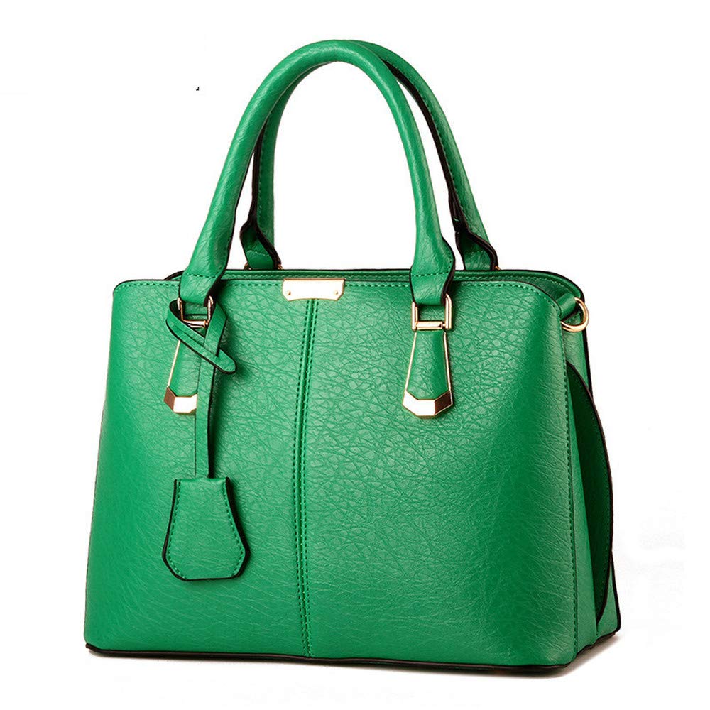 Dayfine Women's PU Leather Handbag Business Commuter Bag Large Capacity Shoulder Bag (emerald green)