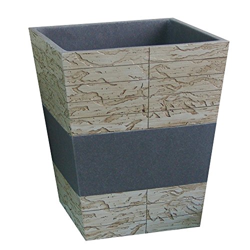 nu steel Rustic Bathroom Wastebasket Bin Trash Can in Real Cement and Stone for Bathrooms & Vanity Spaces