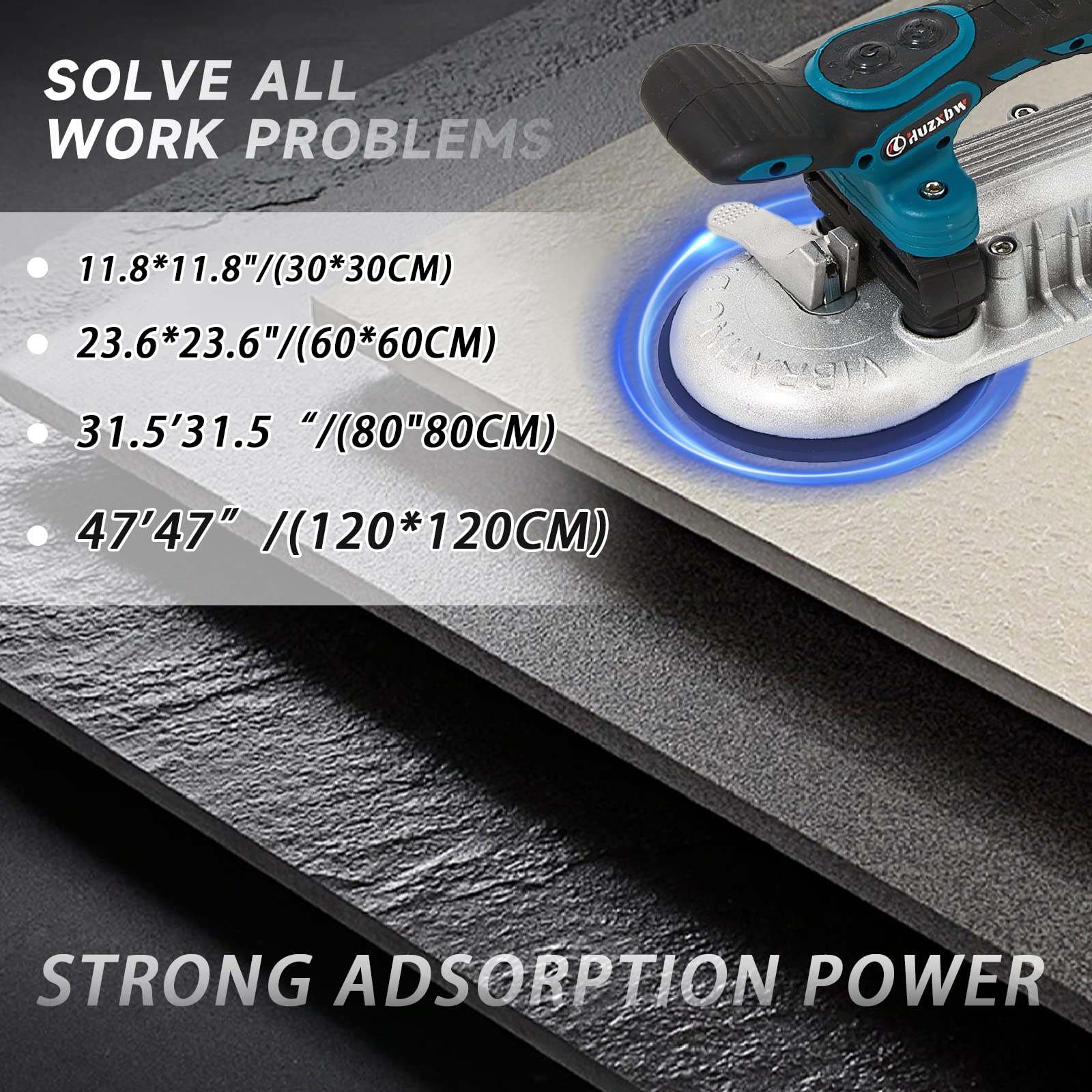 Huzxbw Tile Vibration Machine Installation Tool-Automatic Leveling,Tiling Suction Cup 6 Speeds Adjustable 12000mAh 24000r/min