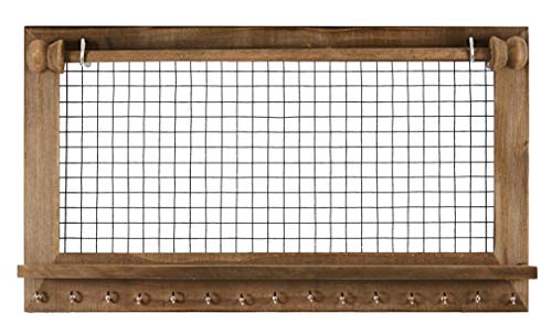 SoCal Buttercup Rustic Jewelry Organizer with Bracelet Rod Wall Mounted - Wooden Wall Mount Holder for Earrings, Necklaces, Bracelets, and Many Other Accessories