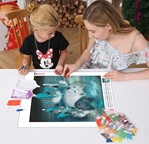 Huacan Wolf Diamond Painting Kits, Diamond Painting Kits for Adults Full Square Drill, 5D Diamond Art, Animals Diamond Painting Kit for Beginner Home Wall Decor 11.8x15.7in/30x40cm