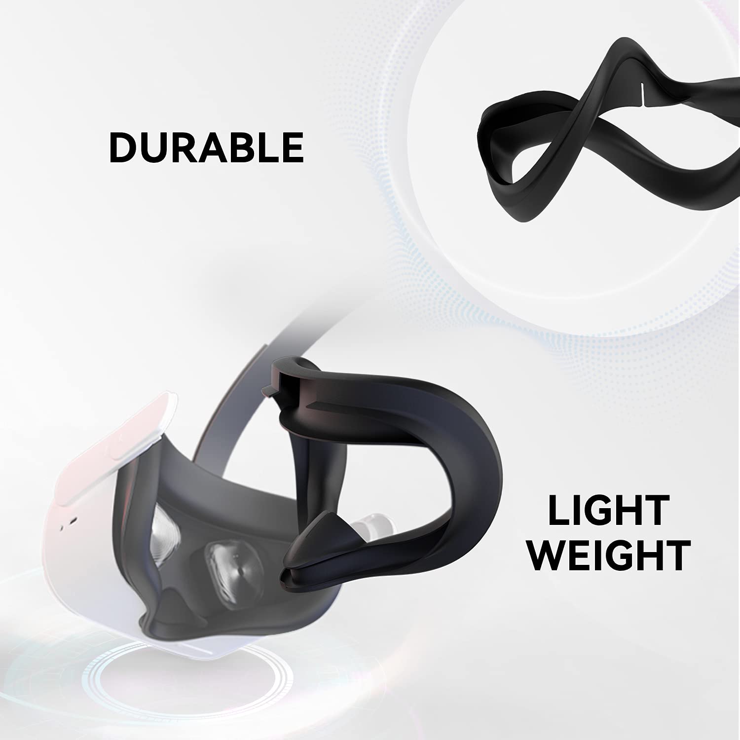 CNBEYOUNG VR Face Cover Compatible with Quest 2, Sweatproof Silicone Face Pad Mask & Face Cushion for Quest 2 VR Headset-Black