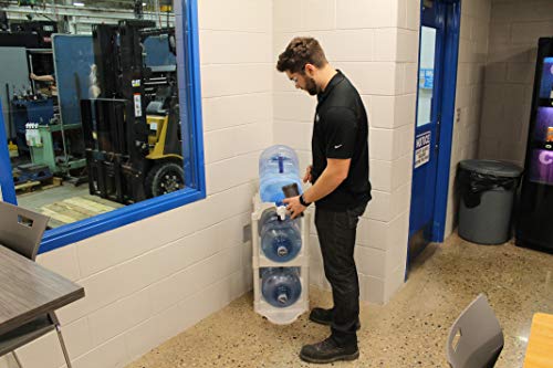 Wisconic Bottle Buddy Cascada Pour & Store System Water System-3-Tier 5 Gallon Jug Storage Rack with Floor Protector & Dispenser Tray-Home & Office Organization-Durable Plastic, Easy To Assemble-Gray