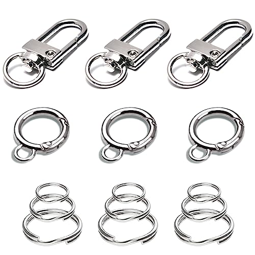 Dog Tag Clips for Collar,with 15Pcs Replaceable Dog ID Name Tag Ring Clip Dog Tag Attachment Clip Pet tag Quick Clip Clips Rings for Pet Collar Key Ring Clips Accessories 6 Sets