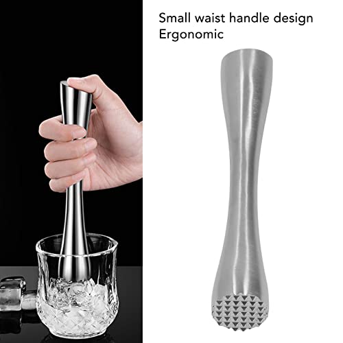 Muddler for Cocktails, Professional Stainless Steel Cocktail Muddler Food Grade One Piece Forging Drink Muddler for Kitchen Bar, Mixing Spoon Home Bar Tool(Long Handle)
