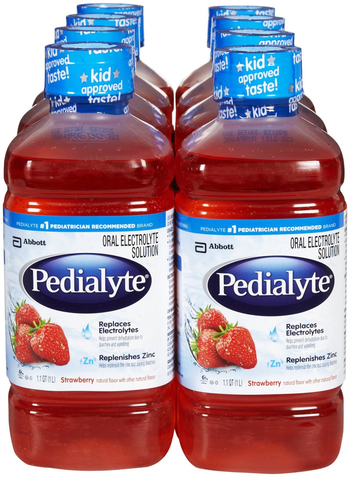 Pedialyte Oral Electrolyte Solution - Strawberry - 1 lt - 8 pk