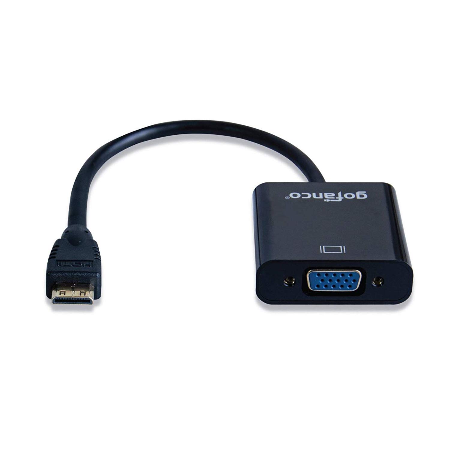gofanco Active Mini HDMI to VGA Converter (Black) with Micro USB Power Cable for Mini HDMI Enabled Ultrabooks, notebooks, Tablets, Cameras and camcorders to Connect to VGA displays (MiniHDVGA)