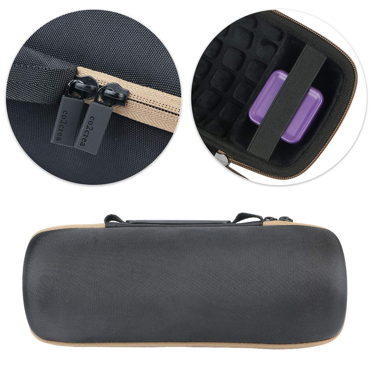 co2CREA Portable Electronic Device Cover for JBL Charge 4/5 Waterproof Bluetooth Speaker (Black Case + Sand Zipper)