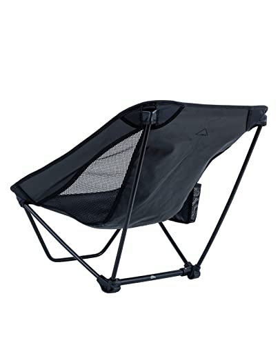 iClimb Low Ultralight Compact Camping Folding Chair with Side Pocket and Carry Bag (Black)