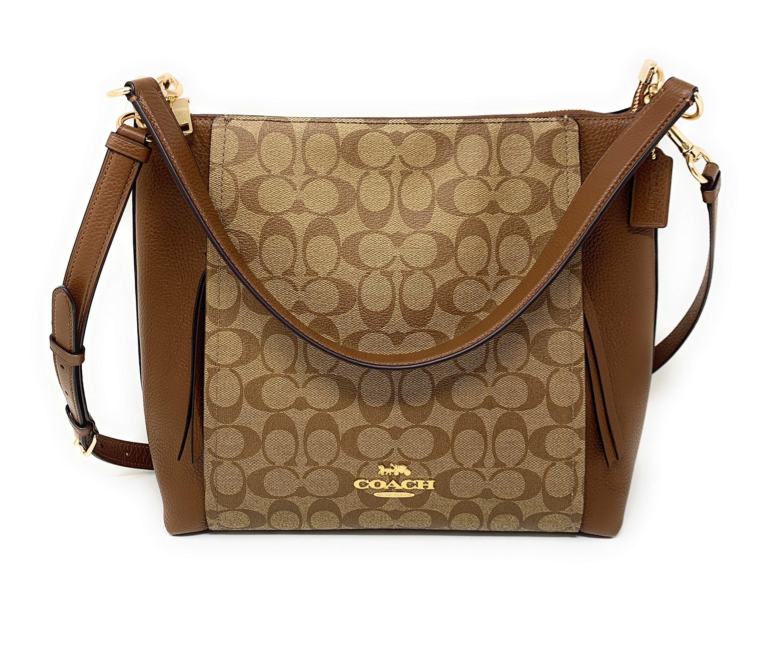 Coach Pebbled Leather Marlon Hobo Shoulder Handbag (KHAKI/SADDLE)