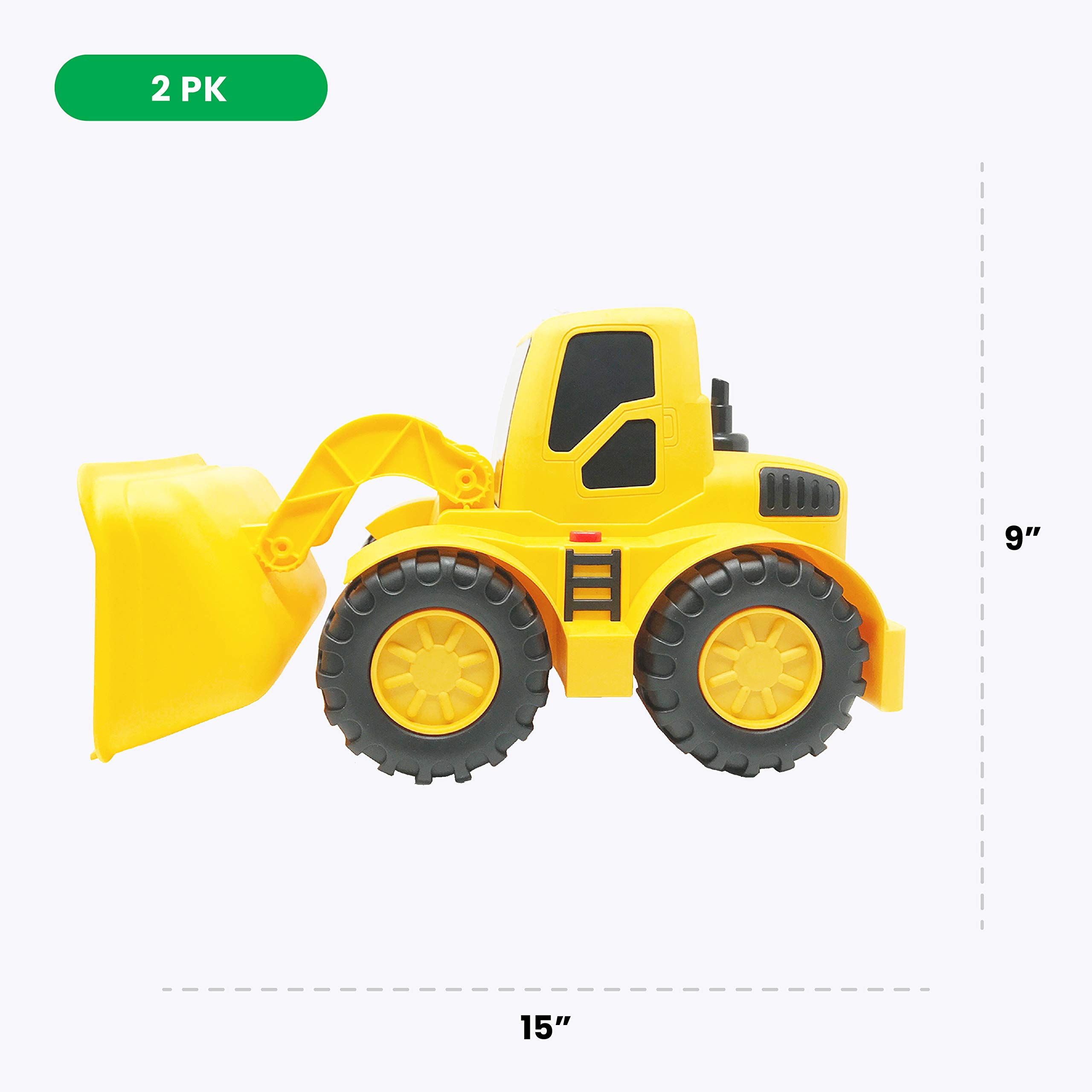 Boley Builders 2 Pack Construction Vehicles - Large Yellow Front Loader and Dump Truck with Lights and Sounds - Kids Construction Toys Set for Toddlers Boys and Girls