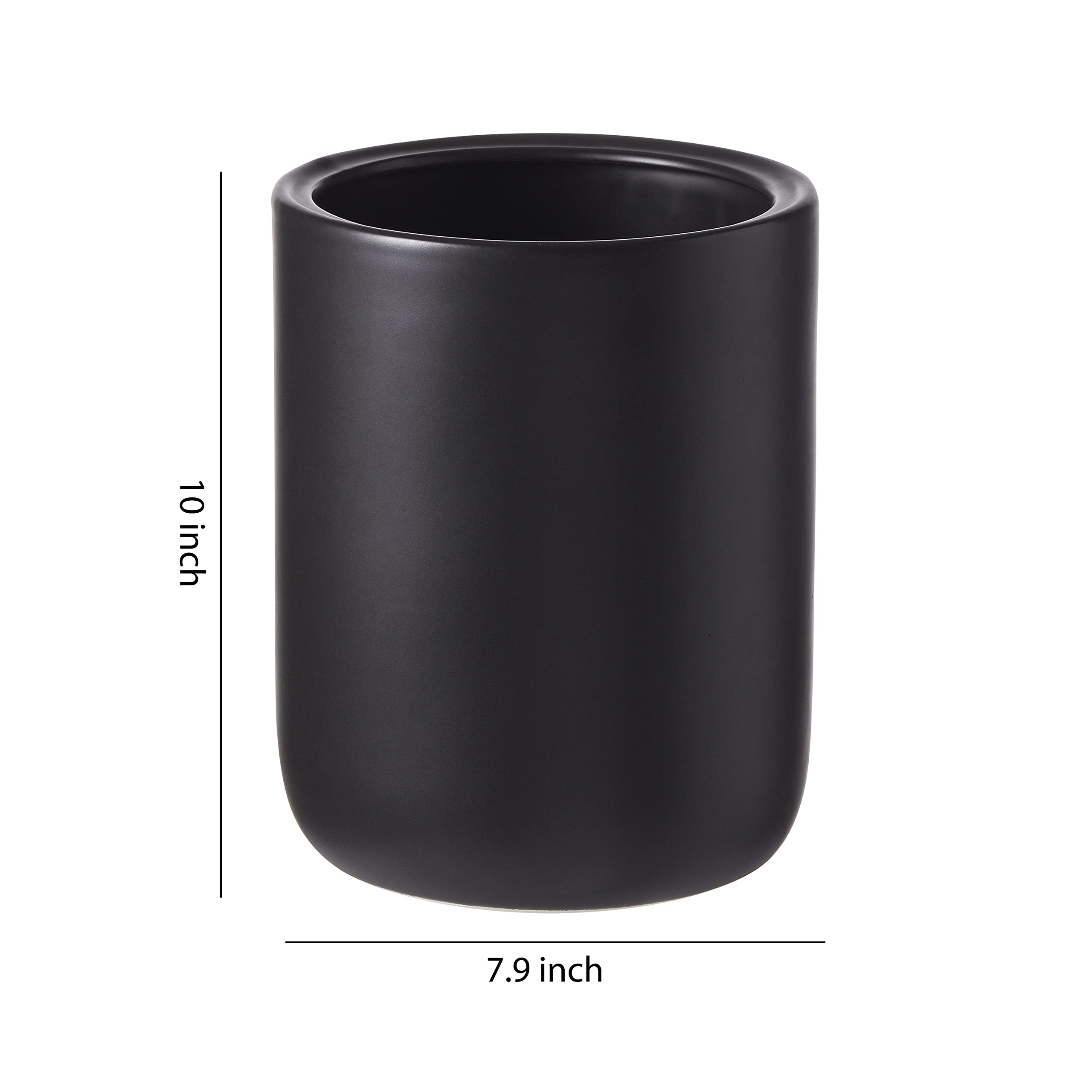 Motifeur Bathroom Wastebasket - Ceramic Decorative Trash Can (Black Marble Look)…