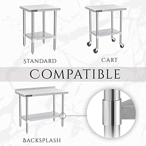 Galvanized Under Shelf for Work Tables - DuraSteel Extra Adjustable Lower Shelf for 24" x 18" Stainless Steel and Wooden Worktables - Fits for use in Restaurant, Warehouse, Home, Kitchen, Garage