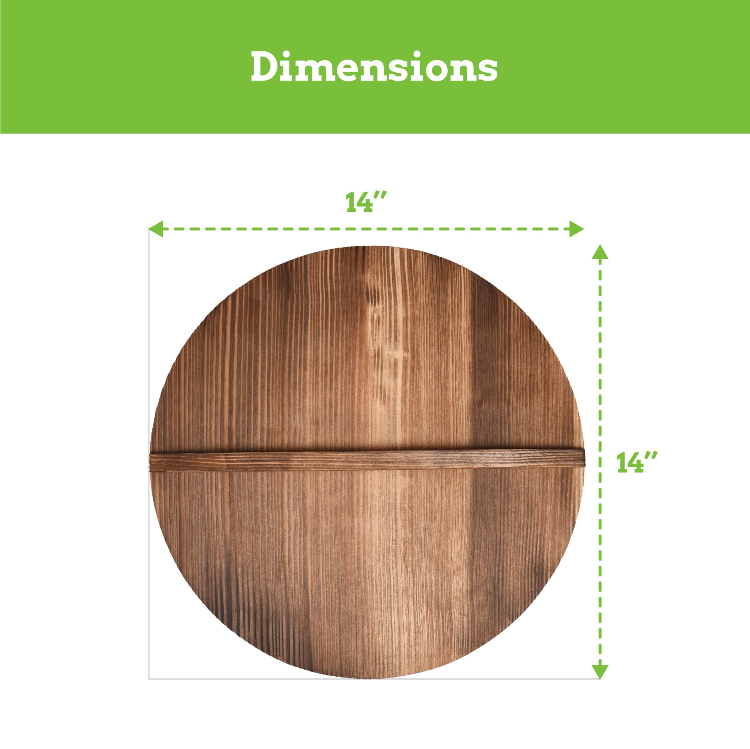 Nourished Essentials Wok Pan Wooden Lid - Cooking Pot Wood Cover - Enhance Your Cooking Experience with Versatile and Durable Pan Lid - Kitchen Accessory - Brown - 1.6''x14''x14''