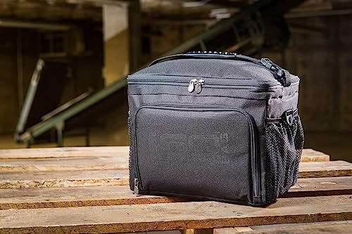 Isolator Fitness 6 Meal ISOCUBE Meal Prep Management Insulated Lunch Bag Cooler with 12 Stackable Meal Prep Containers, 3 ISOBRICKS, and Shoulder Strap - MADE IN USA (Blackout)