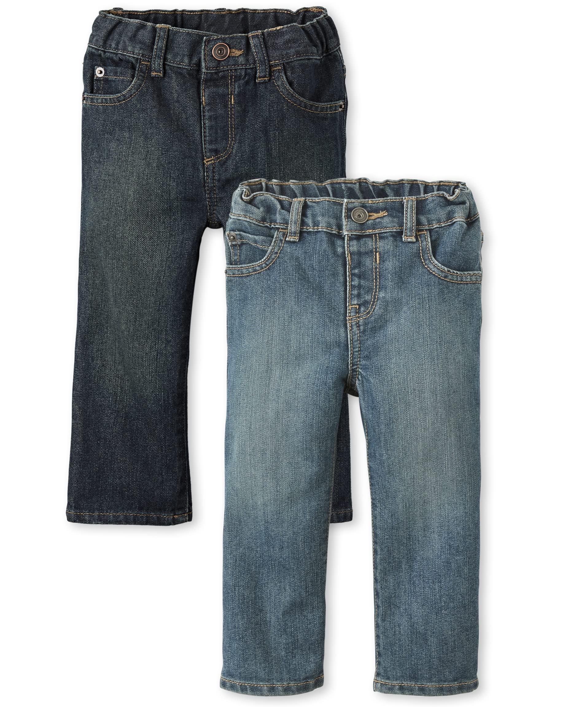 The Children's PlaceBaby Boysand Toddler Multipack Basic Bootcut JeansDry Indigo/Tide Pool 2-Pack5T
