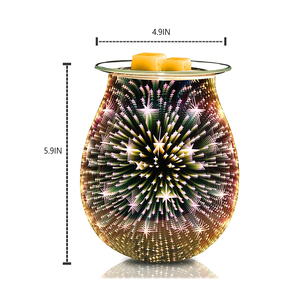 Lovegerger Electric Wax Warmer for Scented Candle Wax for Gifts & Home Decoration,Wax Burner for Aromatherapy,Fragrance Candle Night Light with 2 Light Bulbs(3D Starburst)