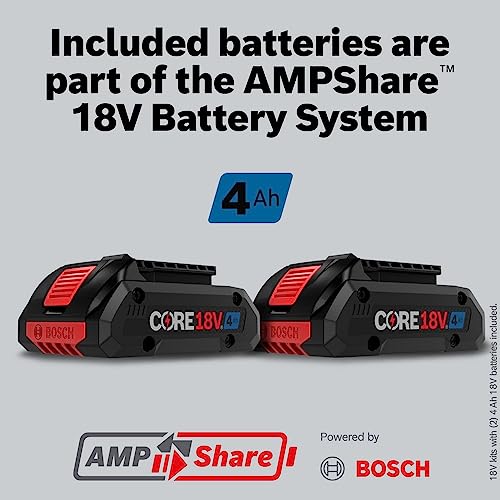 BOSCH GBH18V-26DK25 18V EC Brushless SDS-plus® Bulldog™ 1 In. Rotary Hammer Kit with (2) CORE18V 4 Ah Advanced Power Batteries