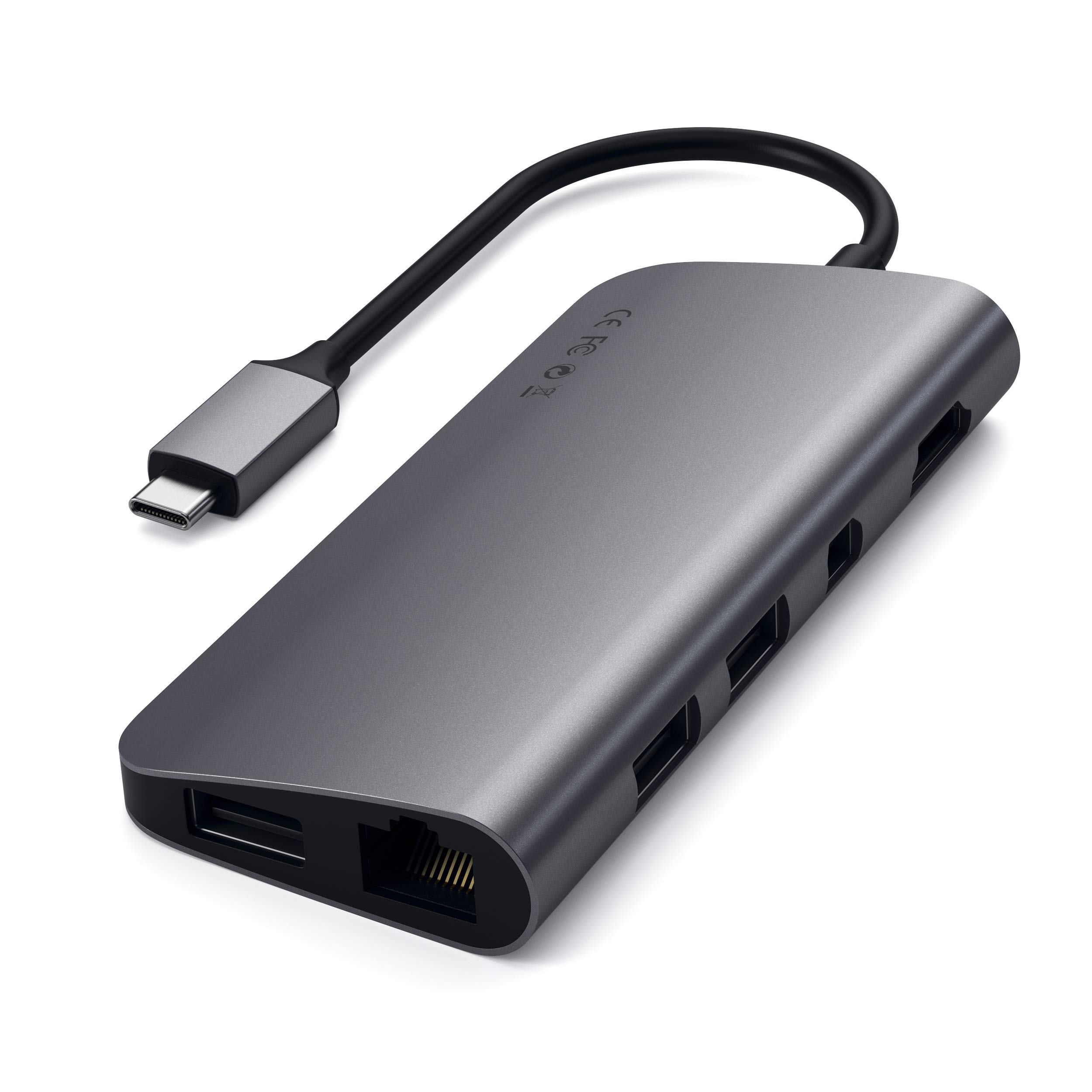 Satechi Type-C Multimedia Adapter with 4K HDMI, Mini DP, USB-C PD, Gigabit Ethernet, USB 3.0, Micro/SD Card Slots - for M2/ M1 MacBook Pro, M2/ M1 MacBook Air (Space Gray)