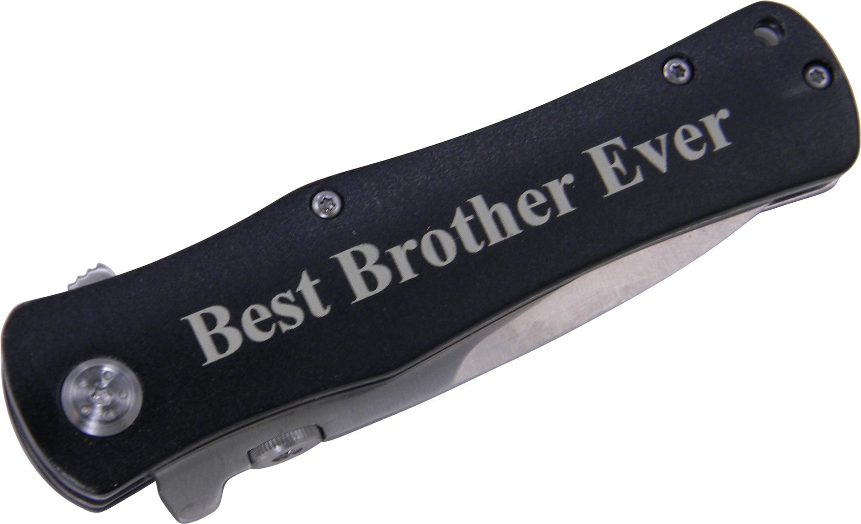 Best Brother Ever Folding Stainless Steel Pocket Knife, (Black Handle