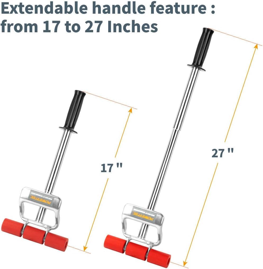 POWERTEC Extendable Floor and Wall Roller for Vinyl Flooring, Tile & Linoleum Roller with Extendable 17" to 27" Handle, 7.5" Wide for LVP, Veneer, Carpet, Wall Coverings, 1PK (71033V)