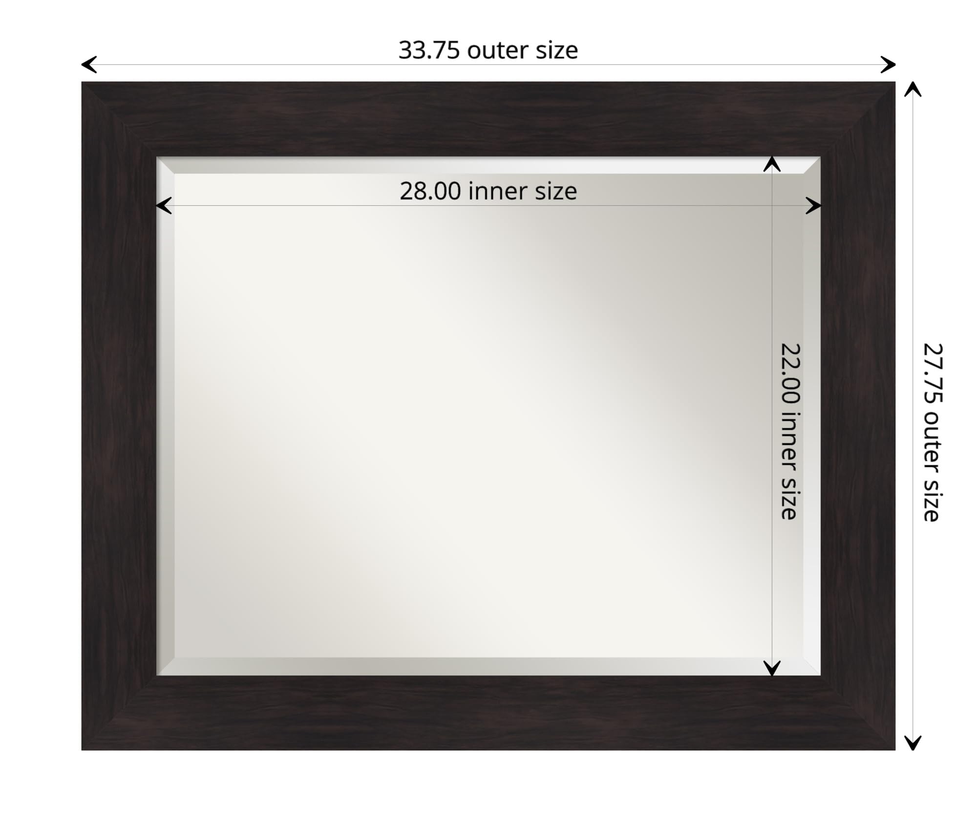 Amanti Art Bathroom Mirror, Furniture Espresso Wall Mirror for use as Bathroom Vanity Mirror Over Sink (27.75 x 33.75 in.) Beveled Mirror, Brown Mirror, Casual Mirror from WI, USA