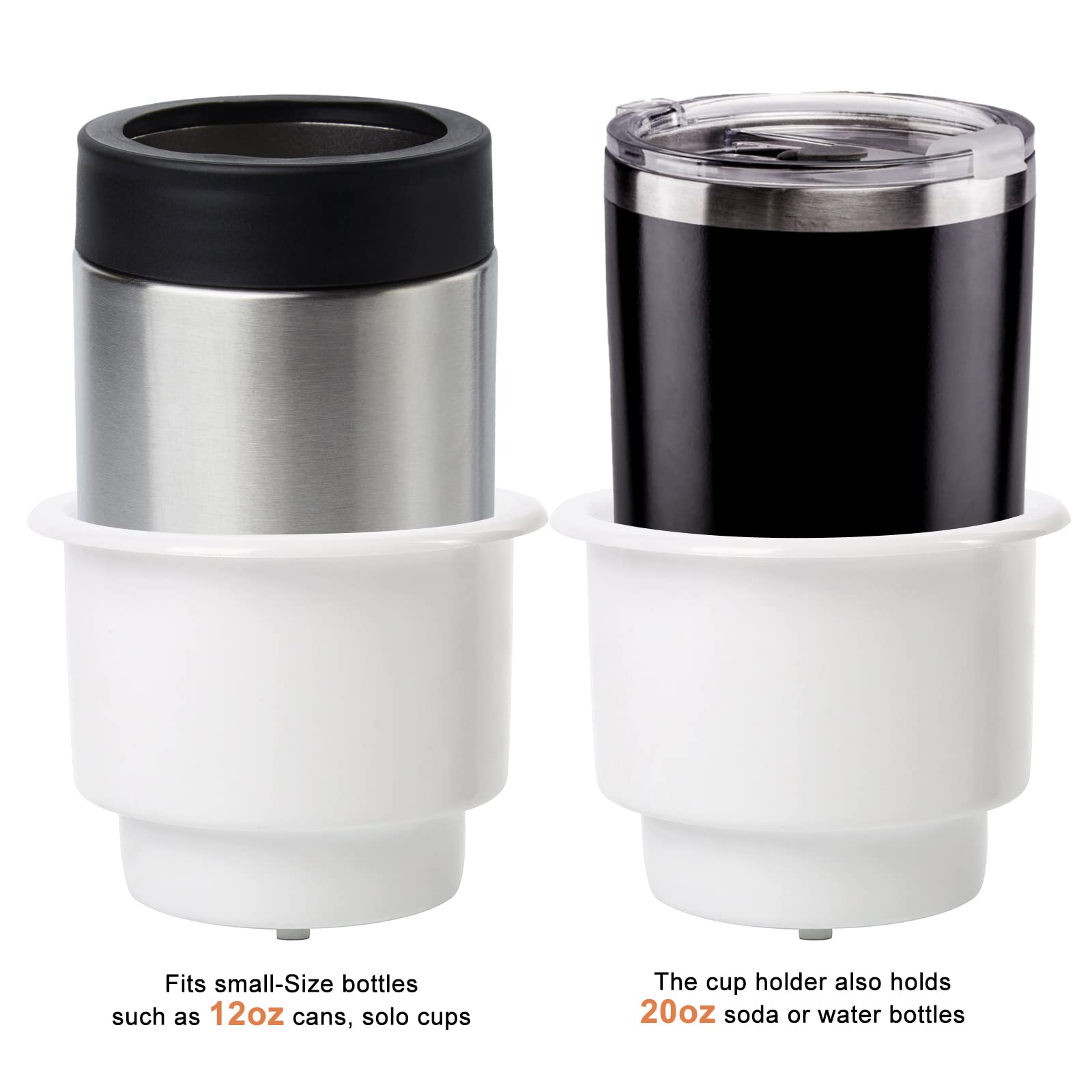 Amarine Made 10Pcs Recessed Drop in Plastic Cup Drink Can Holder with Drain for Boat Car Marine Rv (White)