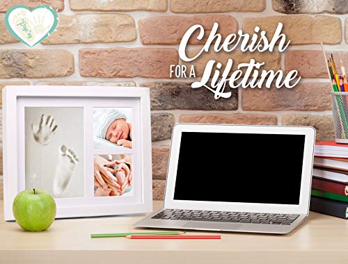 Lime Clay Hand/Footprint Photo Frame for Babies, Kids, and Pets – Includes 9” x 11” Colored Wood Photo Frame, Roller, Mounting Hardware, and Instructions -"Pose"ies