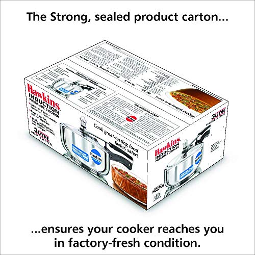 HAWKINS Hawkins Stainless Steel Induction Compatible Pressure Cooker,3 Litre,Silver (HSS3W) Wide,Medium