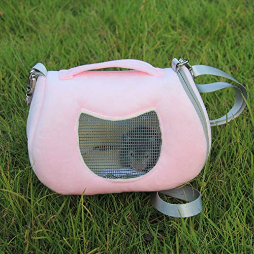 Wontee Hamster Carrier Bag Portable Outdoor Travel Handbag with Adjustable Single Shoulder Strap for Hamster Small Pets (Pink)