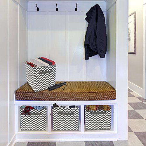SorbusĀ® Foldable Storage Cube Basket Bin, 6 Pack,Chevron Pattern (Gray)