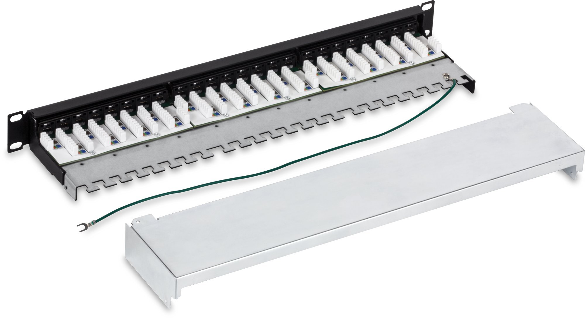 TRENDnet 24-Port Cat6A Shielded Patch Panel, 1U 19" Metal Housing, 10G Ready, Cat5e,Cat6,Cat6A Compatible, Cable Management, Color-Coded Labeling for T568A and T568B Wiring, Black, TC-P24C6AS