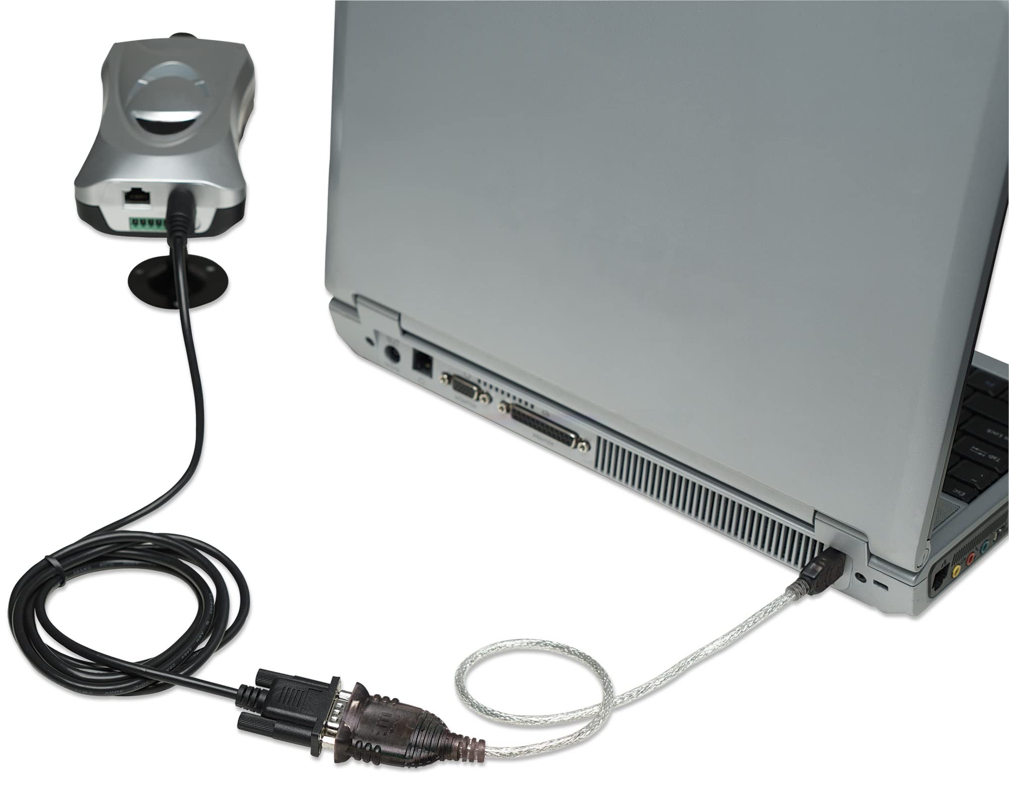 Manhattan USB to RS232 Serial Adapter Converter – Long 18 Inch Cable Cord, 24 AWG - Connects Serial Device to a USB Port, FTDI Chipset, Compatible with Window, Linux, Mac – 3 Year Mfg Warranty–205153