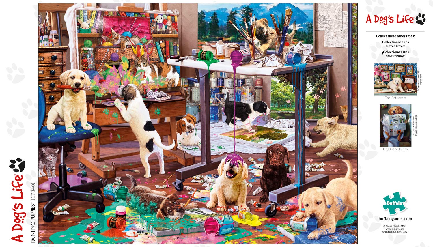 Buffalo Games - Steve Read - Painting Puppies - 750 Piece Jigsaw Puzzle for Adults Challenging Puzzle Perfect for Game Nights - Finished Puzzle Size is 24.00 x 18.00