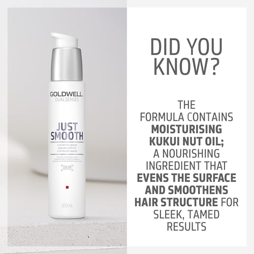 Goldwell Dualsenses Just Smooth Taming Anti-Frizz & Humidity Control 6 Effects Serum, Paraben Free, Floral, 100ml