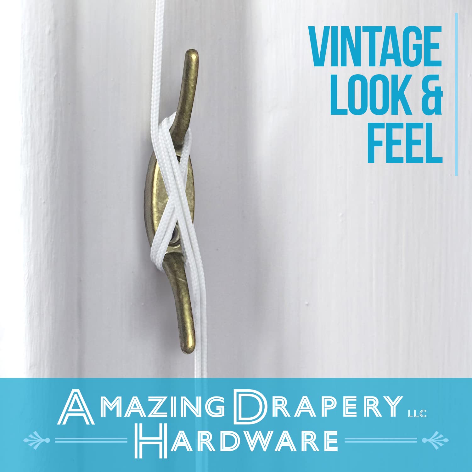 Amazing Drapery Hardware Blind Cord Cleats - 5 PCS 2 ½” | Antique Brass Cast Metal Blind Cord Winder Curtain Hooks for Wall, Blinds Accessories & Blind Cord Safety