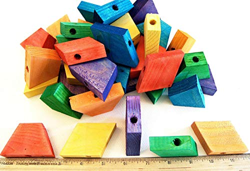 Wood Large Colored 36 Wooden Blocks Parrot Bird Parts cage Toy African Grey Cockatoo