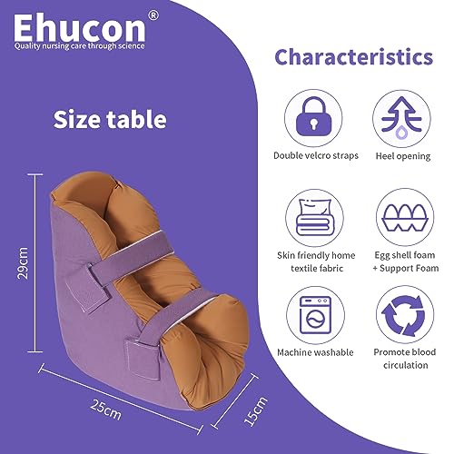 Ehucon Egg Shell Foam Heel Protector Bed Sore Pillow Cushion for Pressure Sores,Foot Pillow for Bedridden Patients Supplies, Ankle Pillow Heel Protectors for Heel Pain (1 Count-Freshen Lavender)